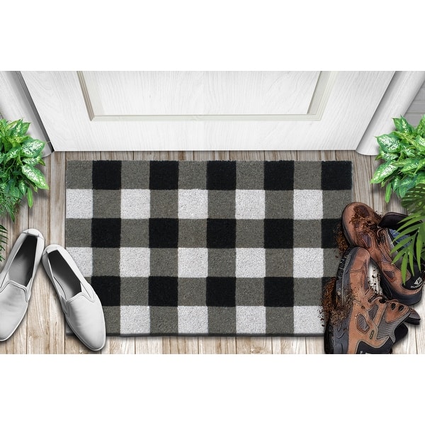 Mascot Hardware Buffalo Plaid Rug Door Mat Black and White Indoor ...