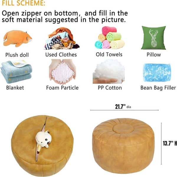 Handmade Round Pouf Foot Stool Ottoman - On Sale - Bed Bath & Beyond ...