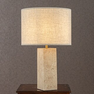 CraftHome 1-Light Modern Natural Rectangular Travetine Table Lamp With ...