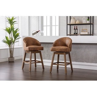 360 Degree Swivel Bar Stools Set of 2 Coffee Modern Upholstered Dining ...