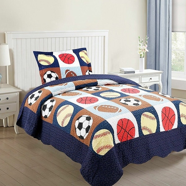 Kids Bedspread Quilts Set Throw Blanket Teens Twin A13 football Full ...