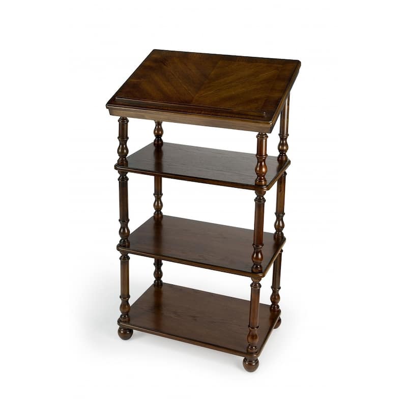 Vintage Oak Library Stand - 24" W x 46" H x 15" D - Overstock - 33961275