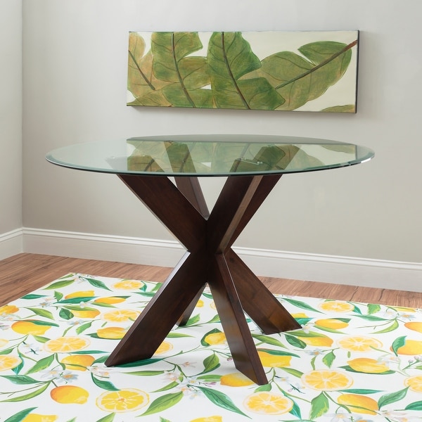 Allard X base Round Glass Dining Table Table Only On Sale Bed Bath Beyond 36097577