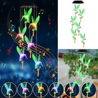 Solar Powered Color Changing LED Hummingbird Wind Chime - Bed Bath ...