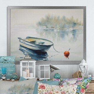 Designart "Abstract Wooden Boat In Lake" Lake House Framed Wall Decor ...