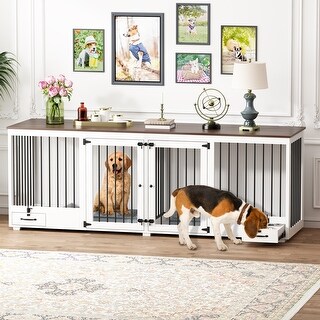 Dual-Purpose Dog Crate and Entertainment Stand Dog Crate End Table - 86 ...