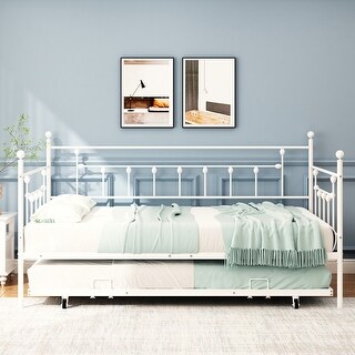 White Metal Daybed with Twin size TrundleTwin Size Sofa Bed Frame - Bed ...
