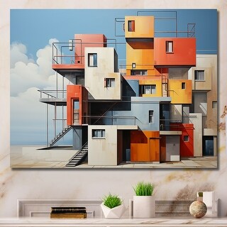 Designart "Colorful Cubic City De Stijil I" Abstract Landscape - Bed ...