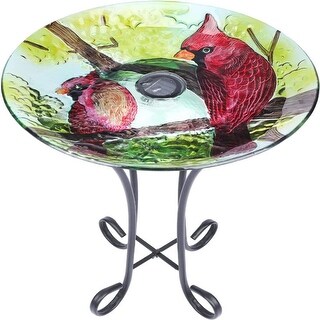 Glass Bird Baths for Outdoors, Solar Bird Baths with Metal Stand - Bed ...