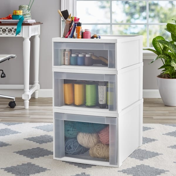 STARPLAST Medium Stackable Storage Drawer, White - Bed Bath & Beyond ...