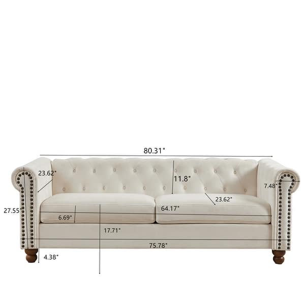 Traditional Upholstered Tufted Fabric Sofa Couch with High-tech Fabric ...