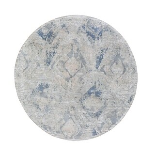 Shahbanu Rugs Ivory Large Elements with Pastels Modern Round Silk with ...