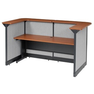88"W x 44"D x 46"H U-Shaped Reception Station With Raceway, Cherry ...