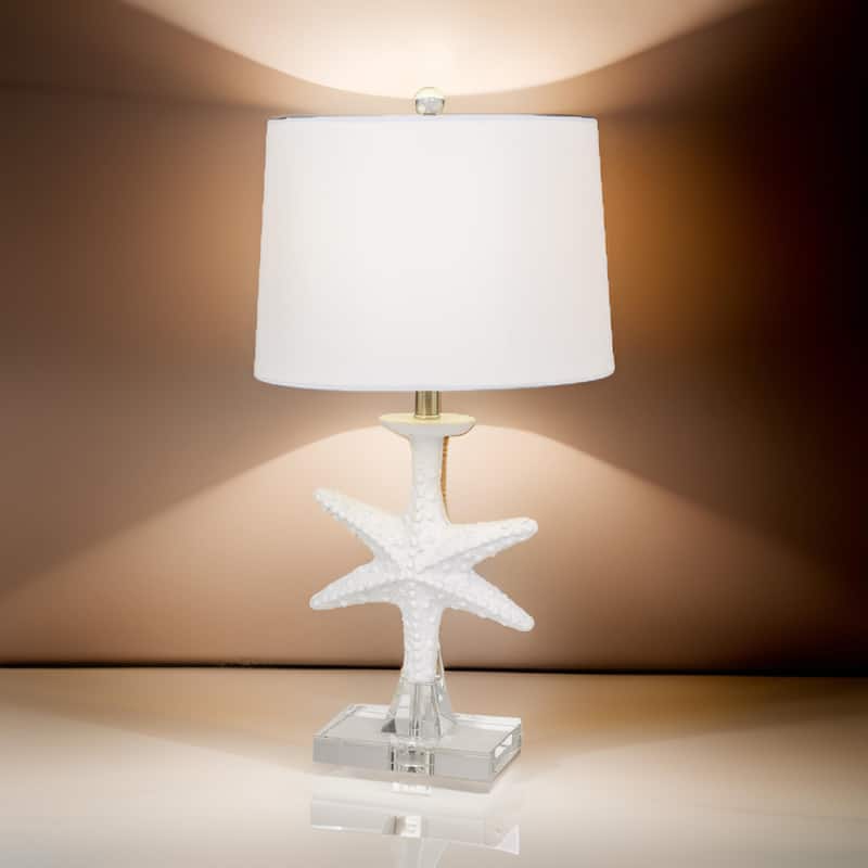 Lux Lighting 28" White Coastal Starfish Table Lamps With Crystal Base ...