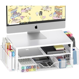 Desk Storage and Accessories, Double-Decker Computer Monitor Stand with ...
