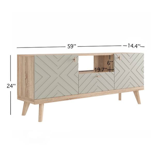 Living Skog Alba Beige TV Stand Console with Drawer Fits TV's up to 65 ...