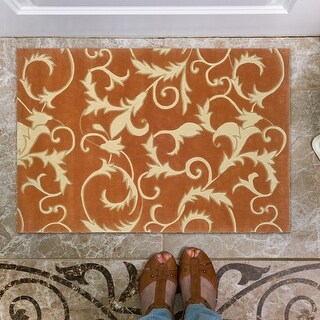 Hand Tufted Trio With A Twist Fronds Pumpkin & Ivory Polyester Rug ...