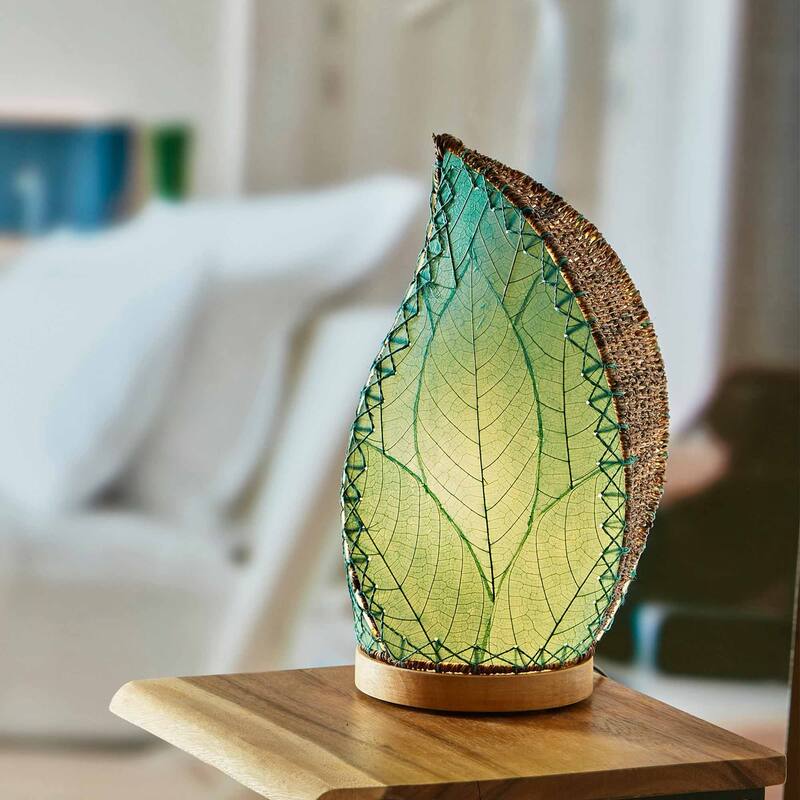 Handmade Leaflet Table Lamp - 5 x 7 x 14 - Overstock - 14742053