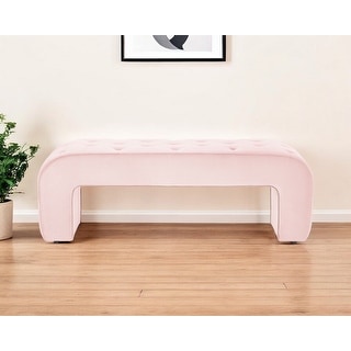 HomeRoots 52" Blush Upholstered Velvet Bench - 16.1 - Bed Bath & Beyond ...