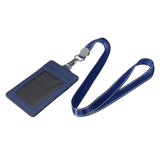 ID Badge Holder w Lanyard and Buckle, PU Vertical 2-Sided 3 Card Slots ...