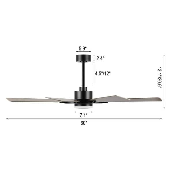 WINGBO 60-inch/72-inch 8-Blades Indoor DC Motor Ceiling Fan With LED ...