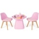 Wooden Kids Activity Table and Chairs Set with Padded Seat-Pink - Pink ...