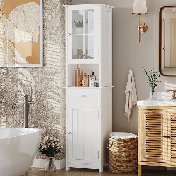 Tall bathroom cupboard white store