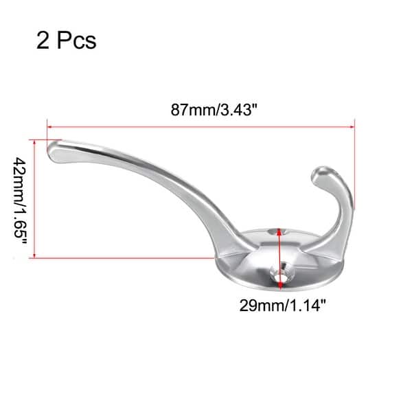 Dual Prong Coat Hooks Wall Mounted Double Towel Hook 87x29x46mm 2pcs ...