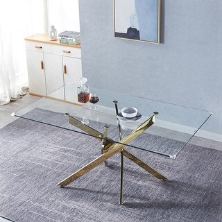 Rectangular Tempered Glass Dining Table - Bed Bath & Beyond - 37540521