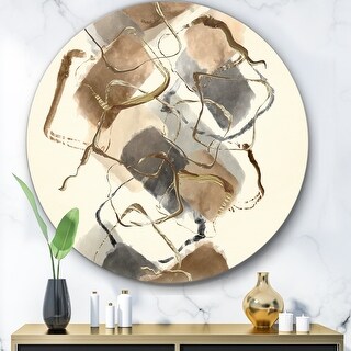 Designart 'Gold Glam Squares III' Glam Metal Circle Wall Art - Bed Bath ...