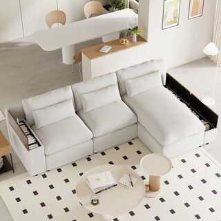 Modular Sectional Sofa with Removable Back Cushions,3 Pillows and ...