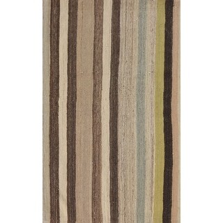 Multi-Color Striped Kilim Oriental Area Rug Flatweave Wool Carpet - 3'1 ...