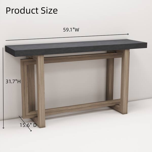 Modern Console Table Sofa Table with Industrial-Inspired Concrete Top ...