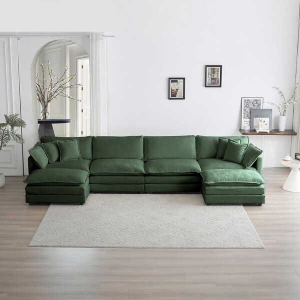 U-Shape Sectional Sofa, Double Extra Wide Chaise Lounge Couch - On Sale ...