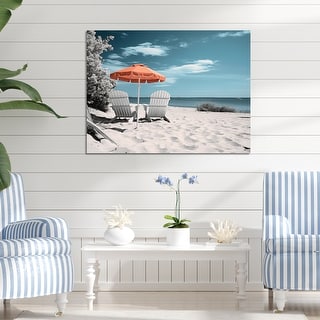 Designart "Beach Seaside Nostalgia Black II" Nautical & Beach Metal ...