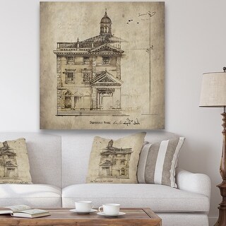 Designart "Antique Facade Old Style Architecture Sketch I" Traditional ...