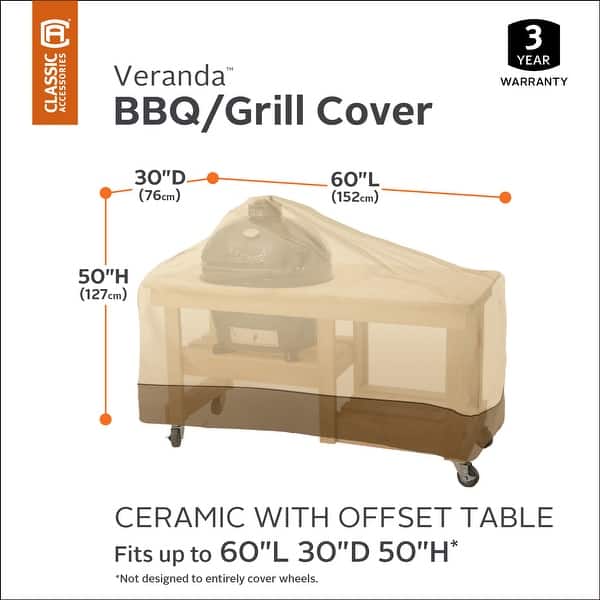 Classic Accessories Veranda Water-Resistant 60 Inch Kamado Ceramic BBQ ...