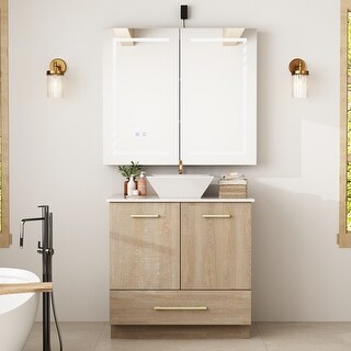 Gleaming Vanity Set Ceramic Basin and LED Mirror Cabinet Combo - Bed ...