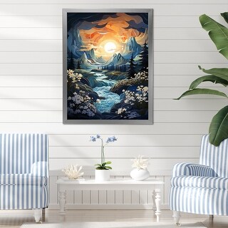 Designart "Orange Teal Iceberg Arctic Majesty Papercut I" Iceberg ...