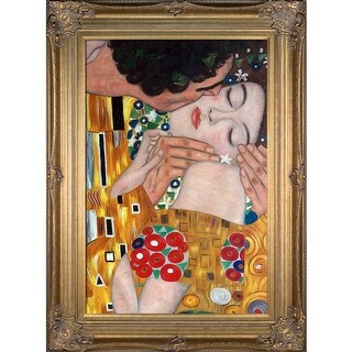 Gustav Klimt 'The Kiss' (close-up) Hand Painted Oil Reproduction - Bed ...