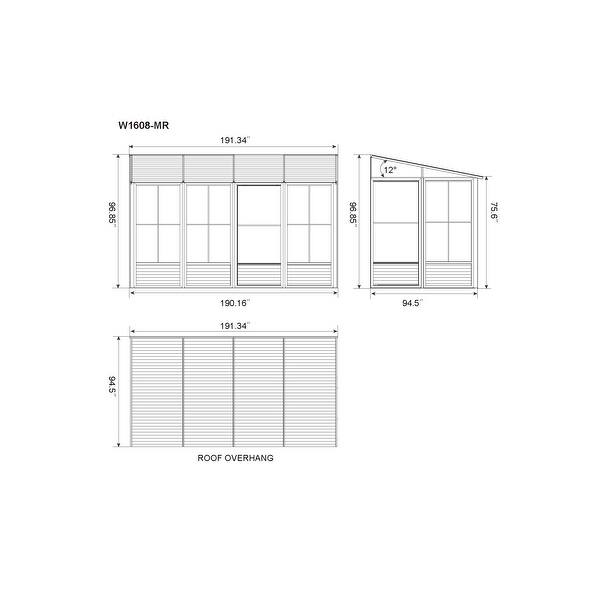 Florence - Wall Mounted Solarium 8x16 Metal Roof - Bed Bath & Beyond ...