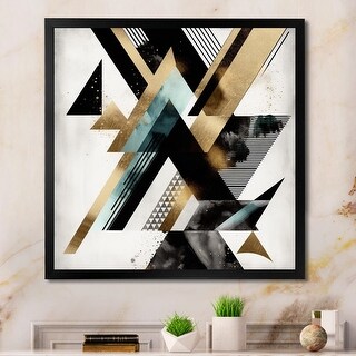 Designart "Art Deco Triangle" Abstract Framed Wall Art Prints - Bed ...