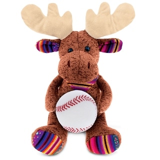DolliBu Sitting Brown Moose Stuffed Animal with Baseball Plush - 11 ...