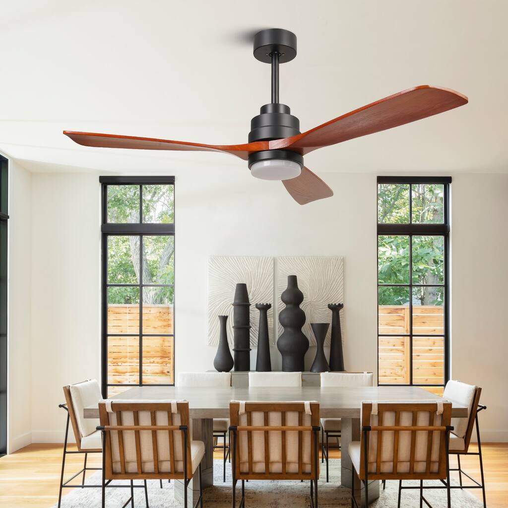 Modern 3-Blade Brown Color Changing LED Standard Ceiling Fan with ...