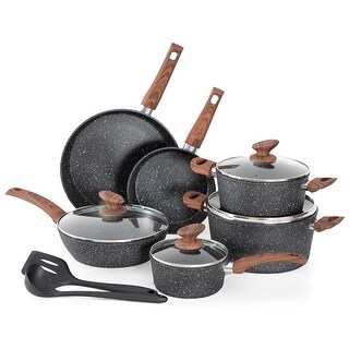 17-Piece Kitchen Granite Cookware Set, Non-stick Cooking Pots and Pans ...