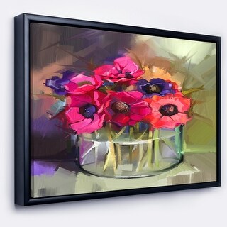 Designart "Red Anonymous Flower Bouquet" Large Floral Framed Canvas Art ...