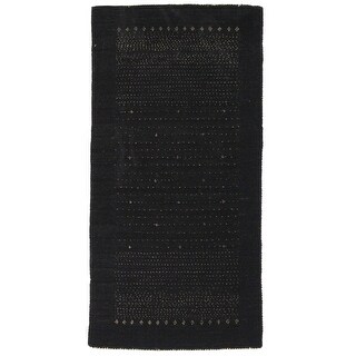Canvello Hand Made Modern All Black Over Indo Gabbeh Rug - 2'4'' X 4'8 ...