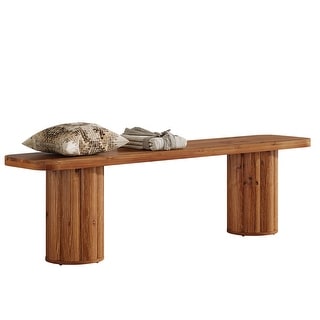 63" Solid Wood Bench, Extra Long Farmhouse Entryway Bench - Bed Bath ...