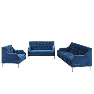 3-Piece Modern Velvet Upholstered Sofa Set, 3 Seater Sofa Loveseat ...