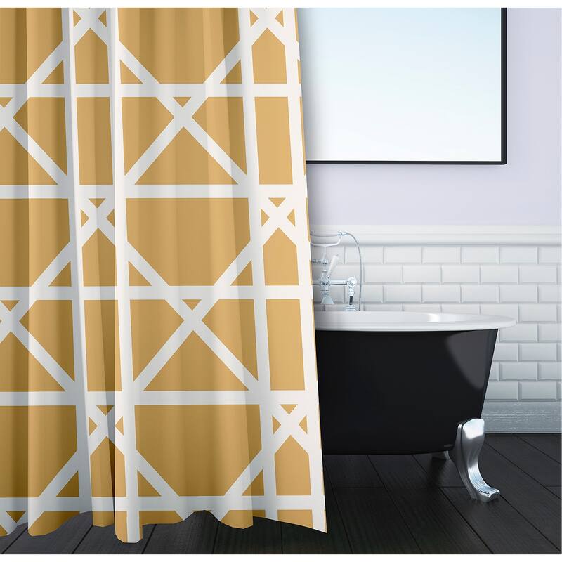 Trellis Geometric Print Shower Curtain (71 x 74) - Overstock - 10605177